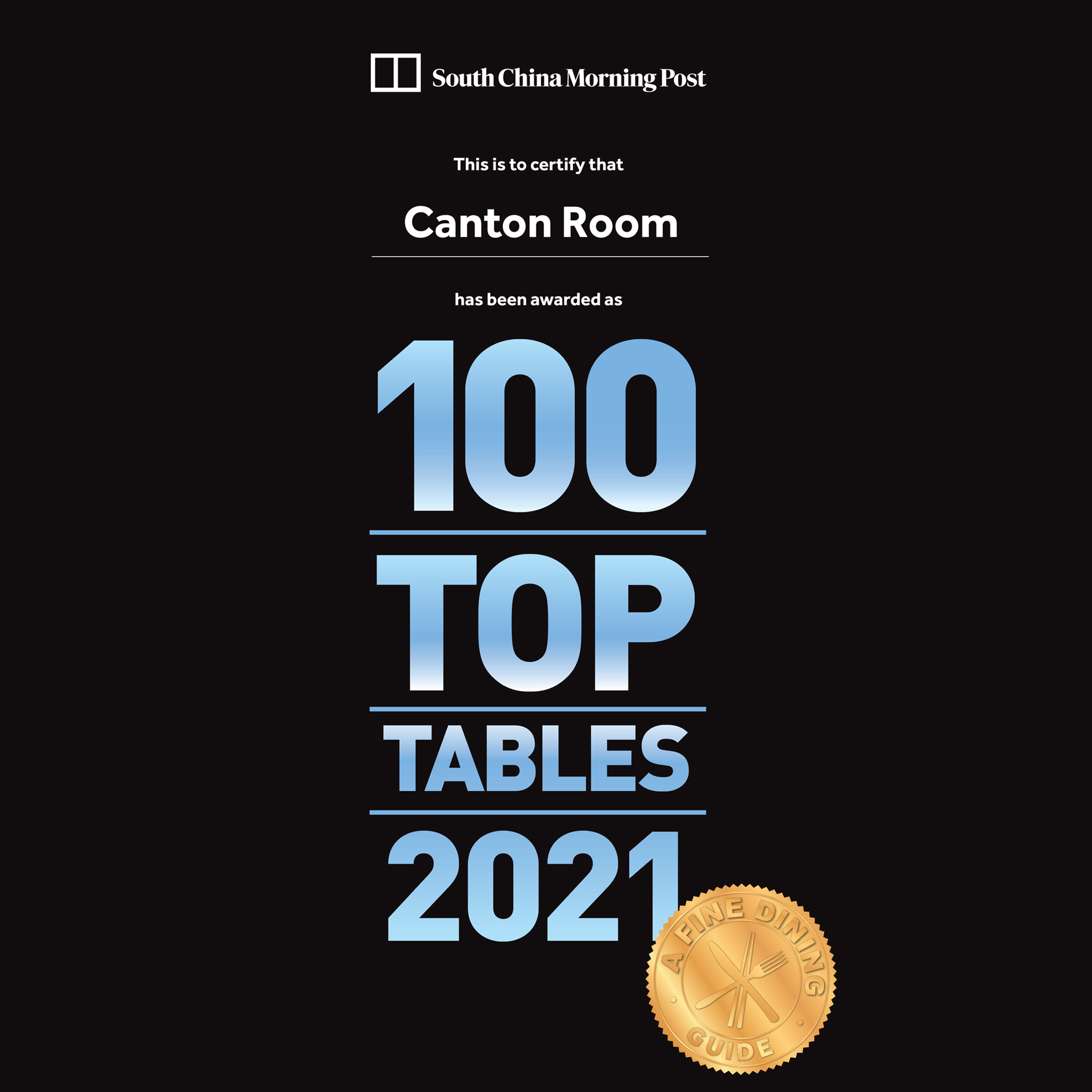100 TOP TABLES 2021 - 六國酒店